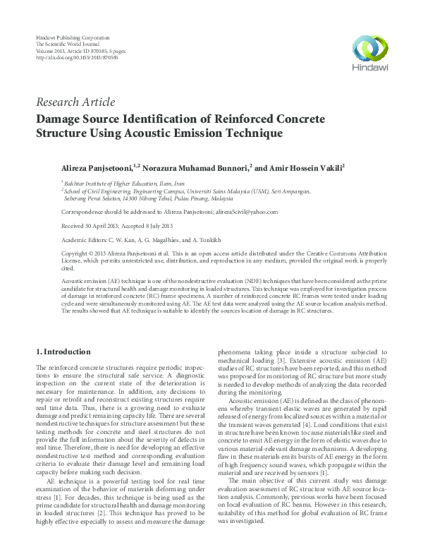 (PDF) Damage Source Identification of Reinforced Concrete Structure Using Acoustic Emission ...