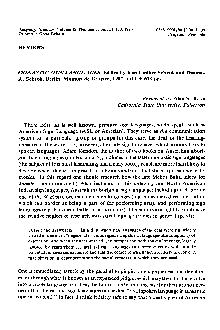 (PDF) Monastic sign languages Edited by Jean Umiker-Sebeok and Thomas A ...