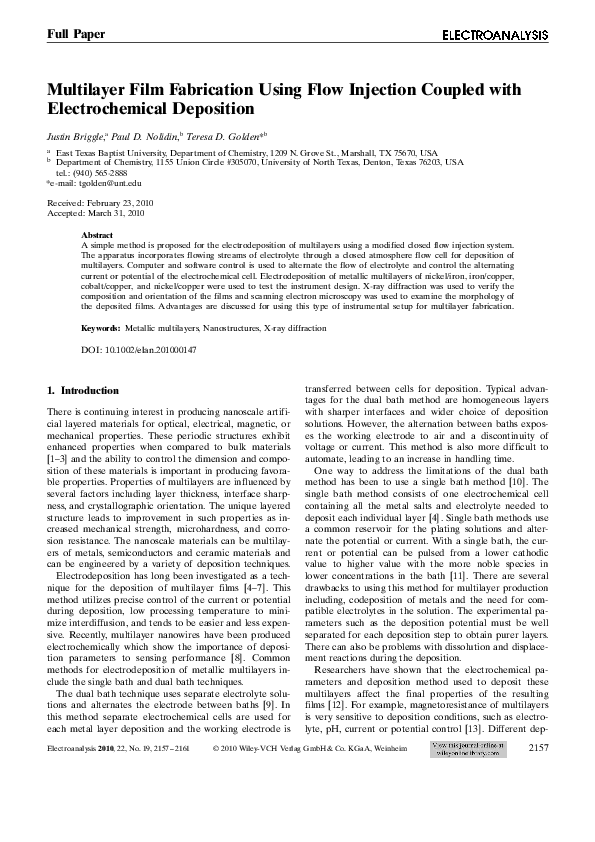 (PDF) Multilayer Film Fabrication Using Flow Injection Coupled with ...