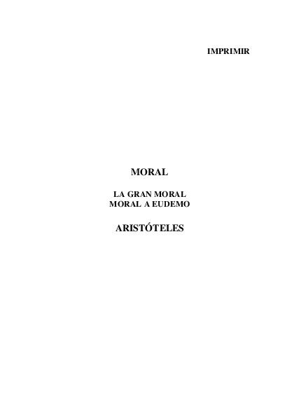 Pdf Imprimir Moral La Gran Moral Moral A Eudemo Aristóteles