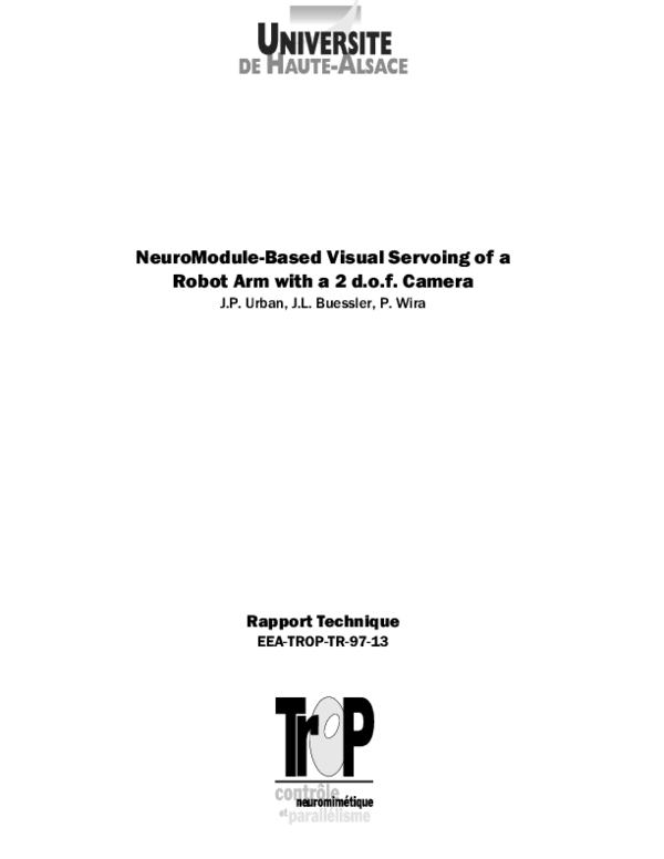 Pdf Neuromodule Based Visual Servoing Of A Robot Arm With A 2 Dof