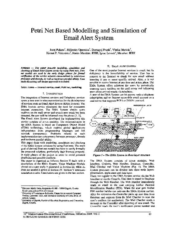 (PDF) Petri net based modelling and simulation of Email Alert System