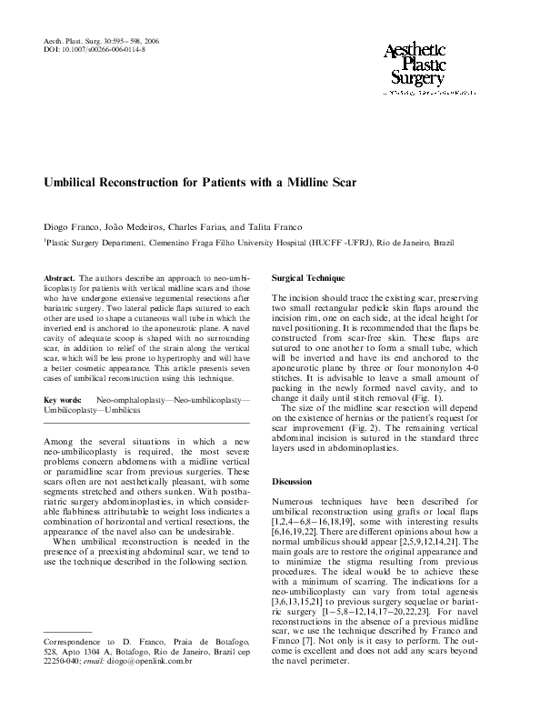 (PDF) Umbilical Reconstruction for Patients with a Midline Scar