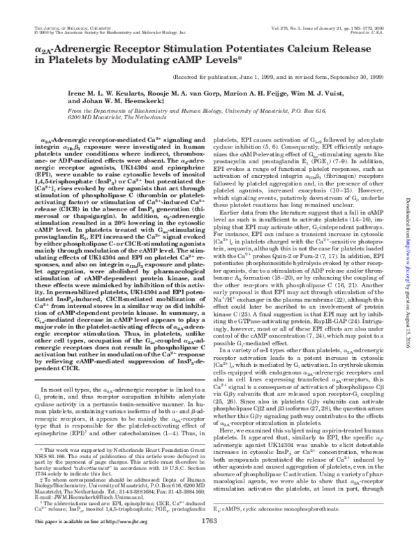 (PDF) alpha 2A-Adrenergic Receptor Stimulation Potentiates Calcium ...