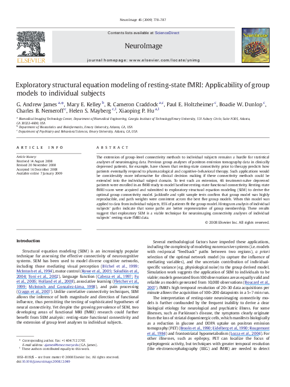 Pdf Exploratory Structural Equation Modeling Of Resting State Fmri