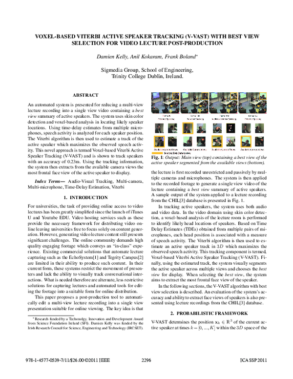 (PDF) Voxel-based Viterbi Active Speaker Tracking (V-VAST) with best view selection for video ...