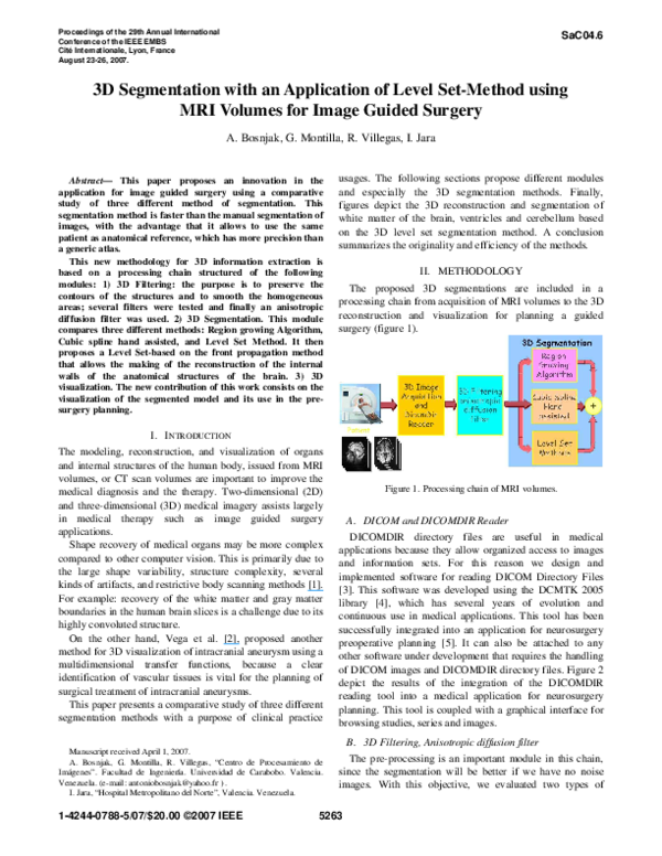 Pdf 3d Segmentation With An Application Of Level Set Method Using Mri