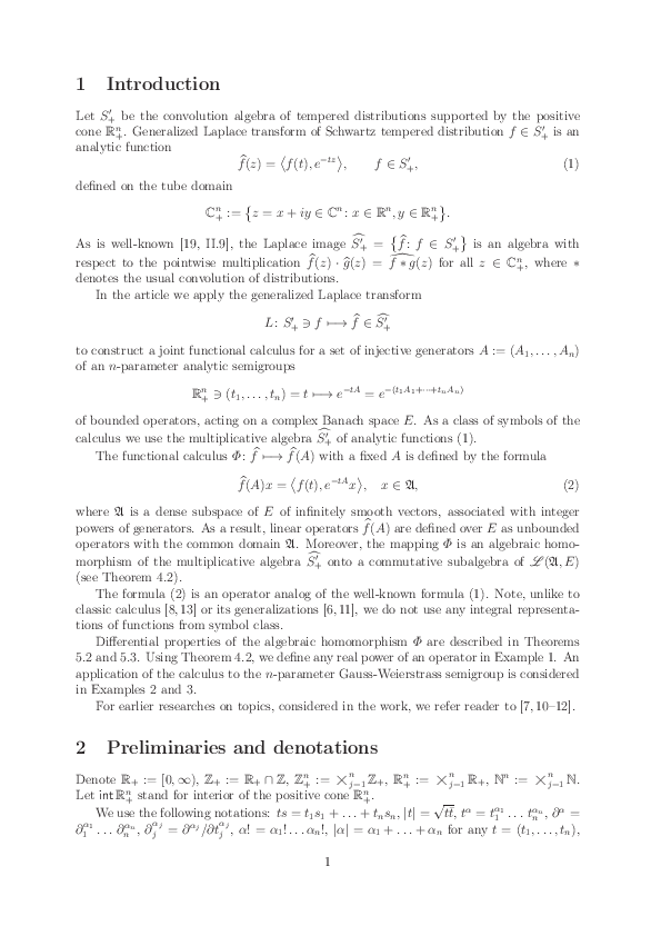 (PDF) Application of the Laplace Transform of Tempered Distributions to ...