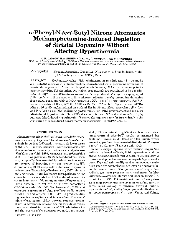(PDF) α‐Phenyl‐N‐tert‐butyl nitrone attenuates methamphetamine‐induced ...