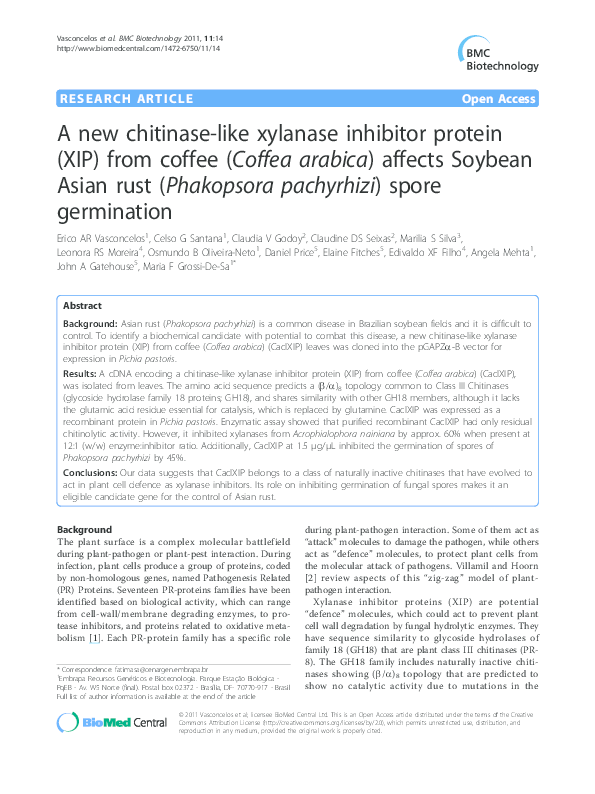 (PDF) A new chitinase-like xylanase inhibitor protein (XIP) from coffee ...