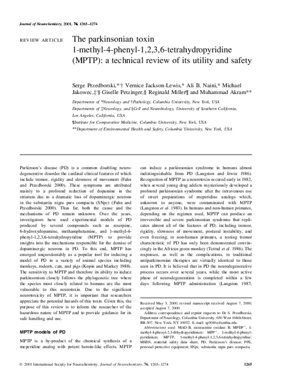 PDF The Parkinsonian Toxin 1 methyl 4 phenyl 1 2 3 6 pdf-the-parkinsonian-toxin-1-methyl-4-phenyl-1-2-3-6