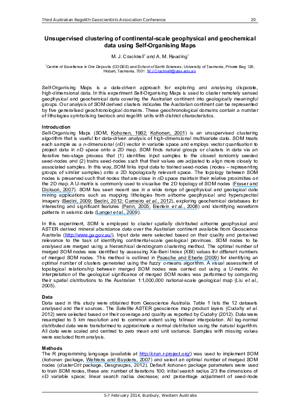 (PDF) Unsupervised clustering of continental-scale geophysical and geochemical data using Self ...
