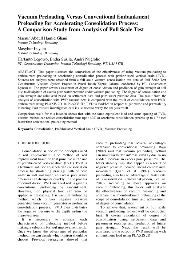 Vacuum Preloading Versus Conventional Embankment Preloading for ...