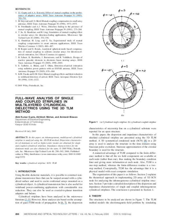 (PDF) 3D-TLM Analysis of Multilayer Striplines