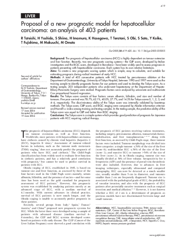 (PDF) Proposal of A new prognostic model for hepatocellular carcinoma ...