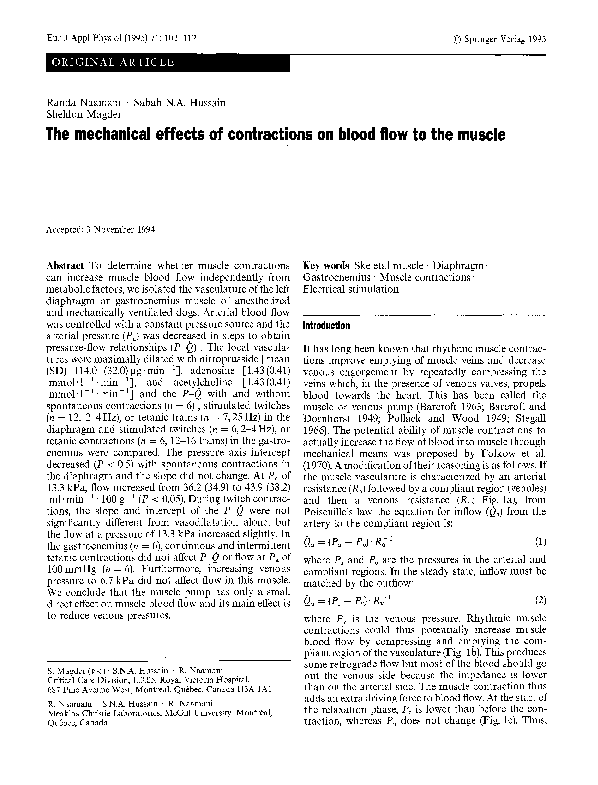 (PDF) The mechanical effects of contractions on blood flow to the ...