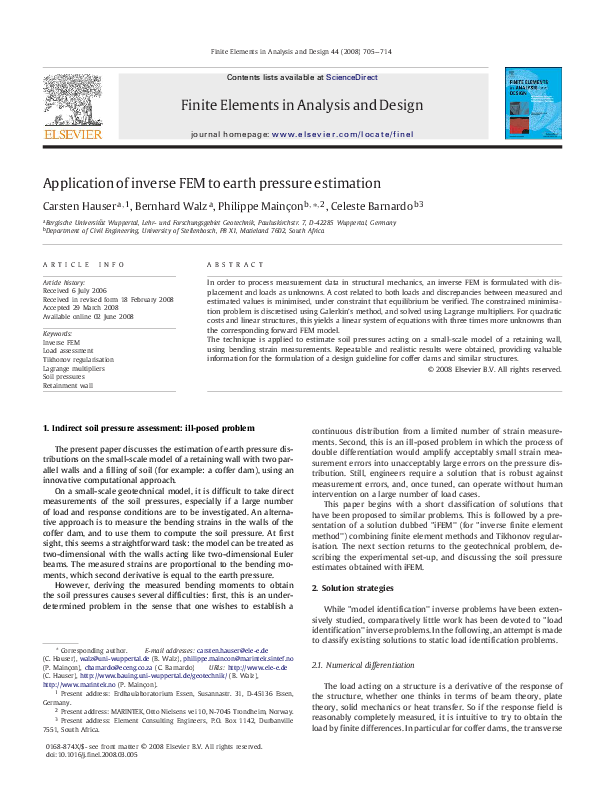 (PDF) Application of inverse FEM to earth pressure estimation