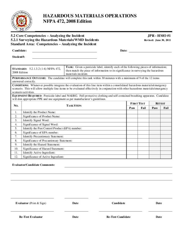 (PDF) HAZARDOUS MATERIALS OPERATIONS NFPA 472, 2008 Edition 5.2 Core ...