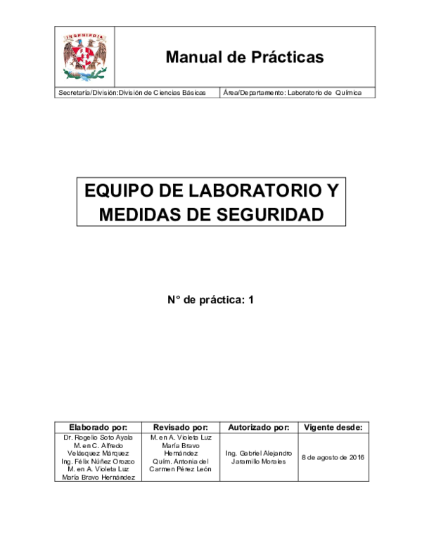 (PDF) EQUIPO DE LABORATORIO Y MEDIDAS DE SEGURIDAD