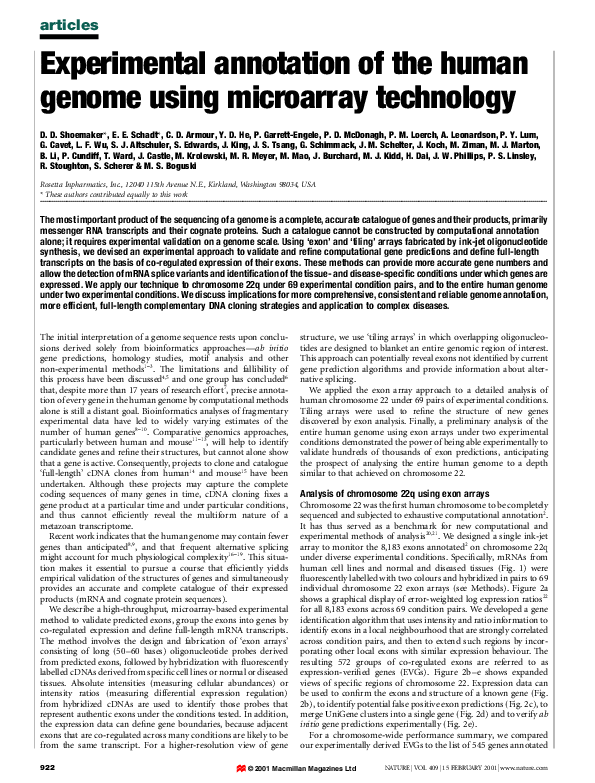 (PDF) Experimental annotation of the human genome using microarray technology