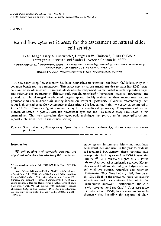 (PDF) Rapid flow cytometric assay for the assessment of natural killer ... (PDF) Rapid flow cytometric assay for the assessment of natural killer ...