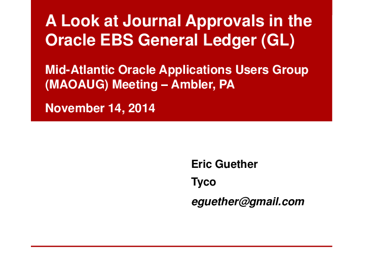 (PDF) A Look at Journal Approvals in the Oracle EBS General Ledger (GL ...