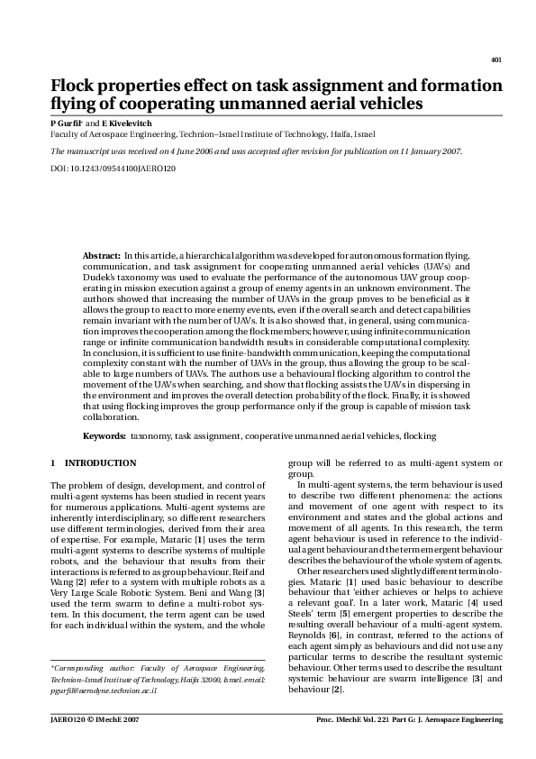 (PDF) Flock properties effect on task assignment and formation flying ...