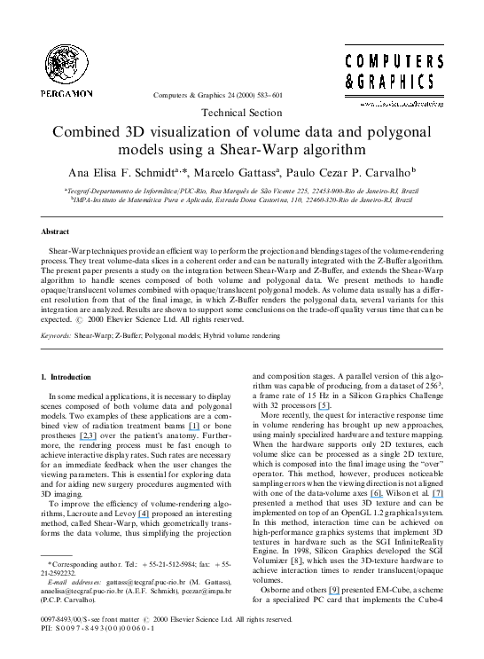 (PDF) Combined 3D visualization of volume data and polygonal models using a Shear-Warp algorithm