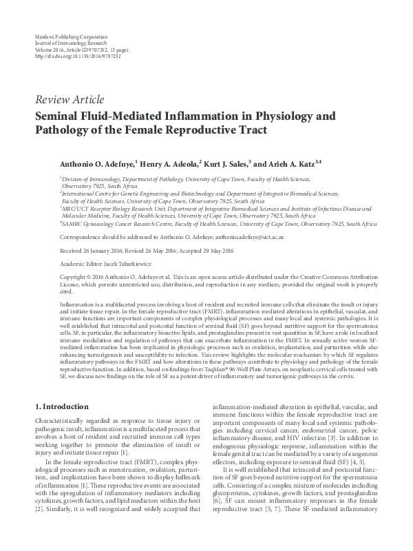 (PDF) Seminal fluid-mediated inflammation in physiology and pathology ...