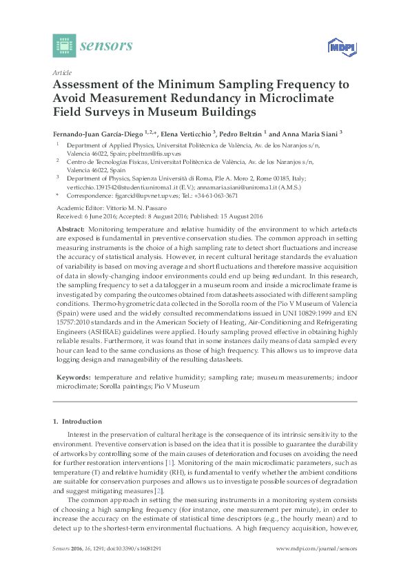 (PDF) Assessment of the Minimum Sampling Frequency to Avoid Measurement ...