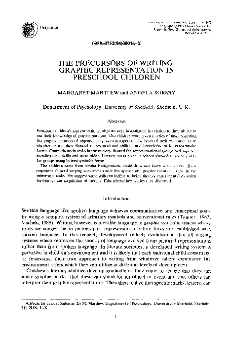 (PDF) The precursors of writing: Graphic representation in preschool ...