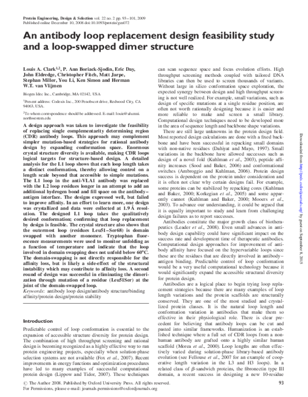 (PDF) An Antibody Loop Replacement Design Feasibility Study and a Loop ...