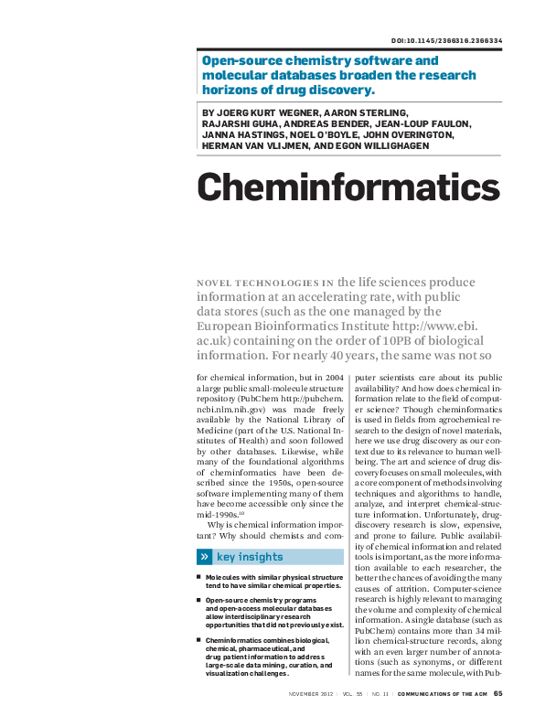 (PDF) Cheminformatics | Herman van Vlijmen - Academia.edu