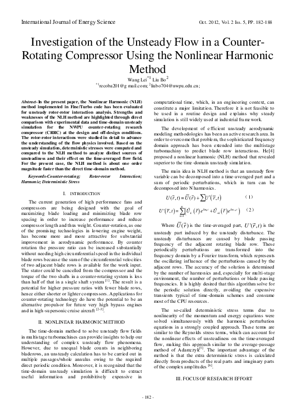 (PDF) Investigation of the Unsteady Flow in a Counter- Rotating Compressor Using the Nonlinear ...