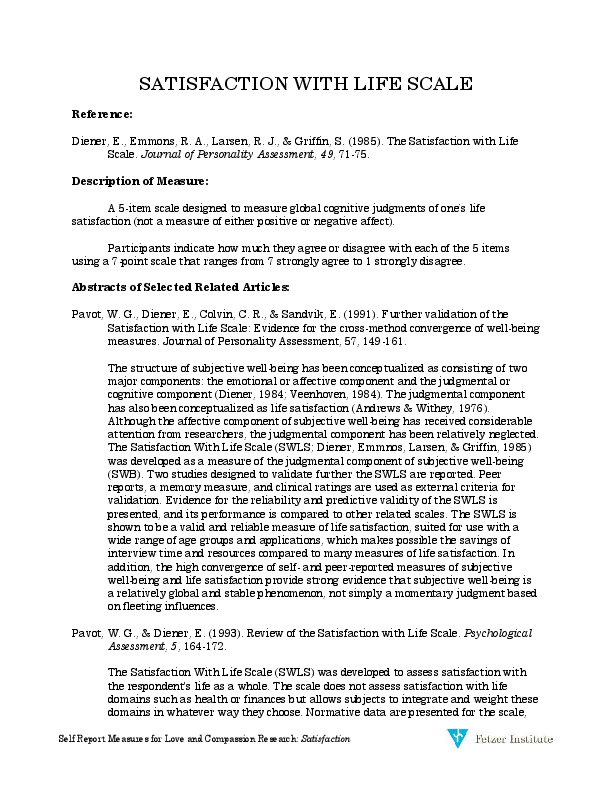 (PDF) Self Report Measures for Love and Compassion Research ...