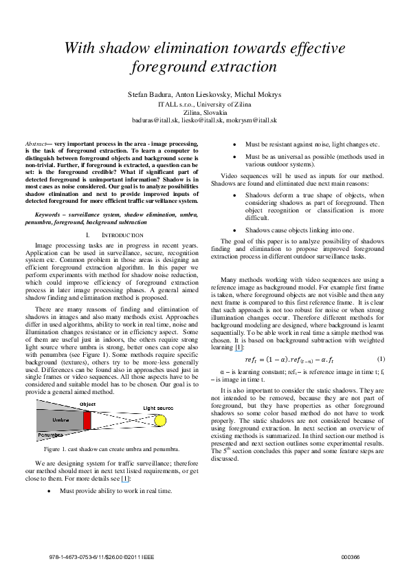 Pdf With Shadow Elimination Towards Effective Foreground Extraction