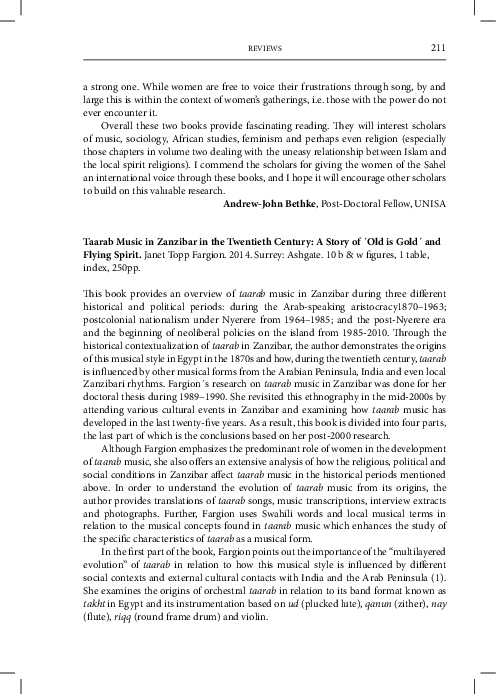 (PDF) Taarab Music in Zanzibar in the Twentieth Century: A Story of ...