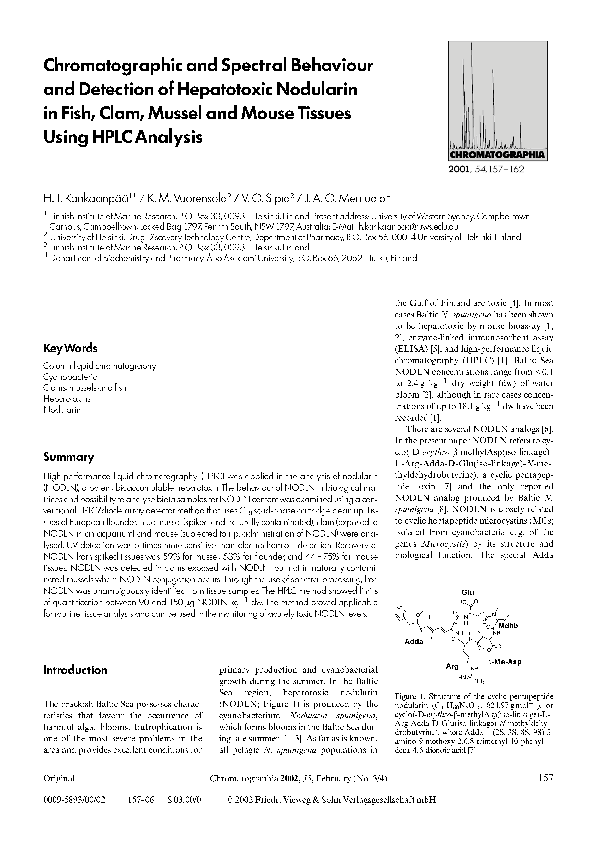 (PDF) Chromatographic and spectral behaviour and detection of hepatotoxic nodularin in fish ...