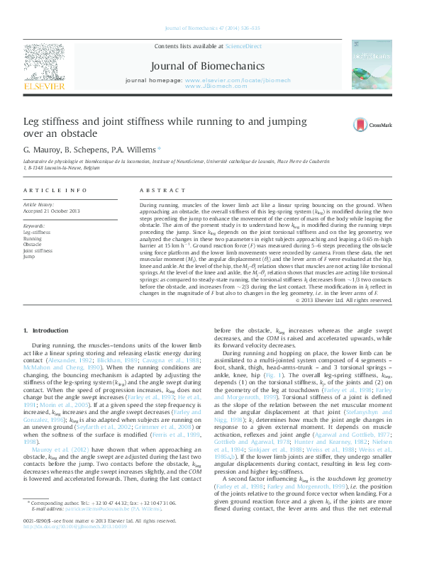 (PDF) Leg stiffness and joint stiffness while running to and jumping ...