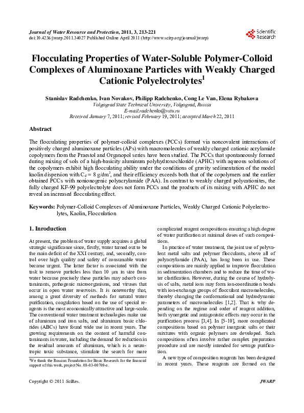 (PDF) Flocculating Properties of Water-Soluble Polymer-Colloid ...