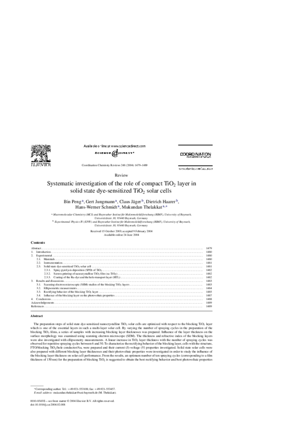 Pdf Systematic Investigation Of The Role Of Compact Tio 2 Layer In