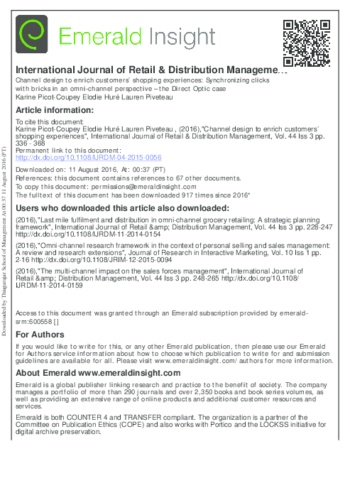 (PDF) International Journal of Retail & Distribution Management