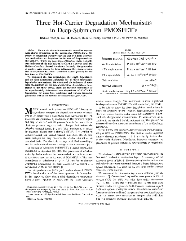 (PDF) Three hot-carrier degradation mechanisms in deep-submicron PMOSFET's