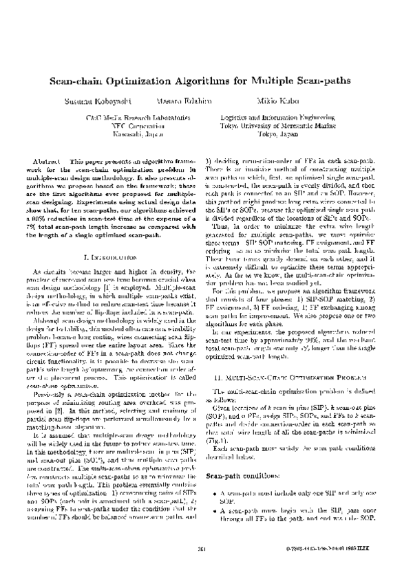Pdf Scan Chain Optimization Algorithms For Multiple Scan Paths
