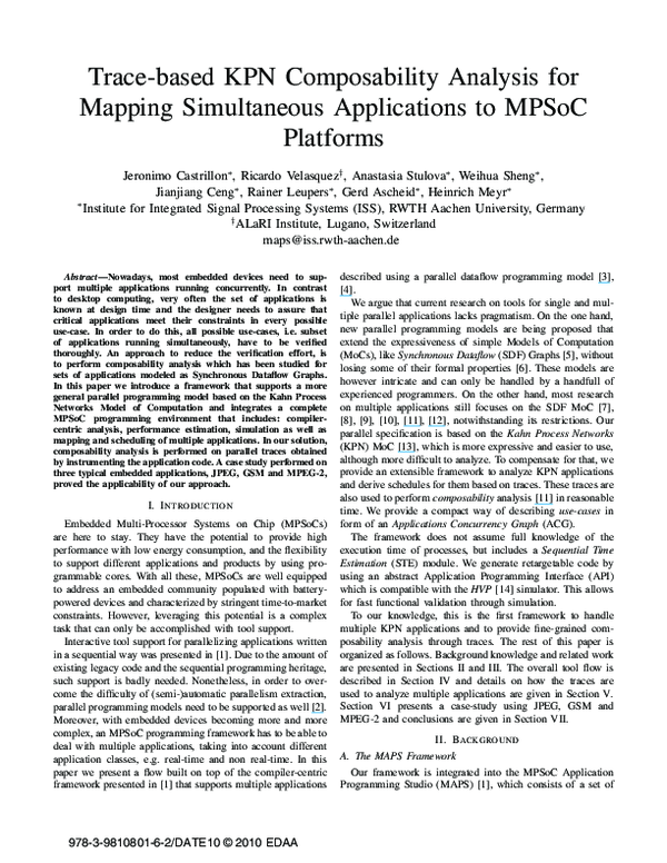 (PDF) Trace-based KPN composability analysis for mapping simultaneous applications to MPSoC ...
