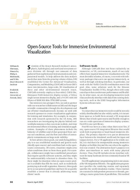 (PDF) Open-Source Tools for Immersive Environmental Visualization