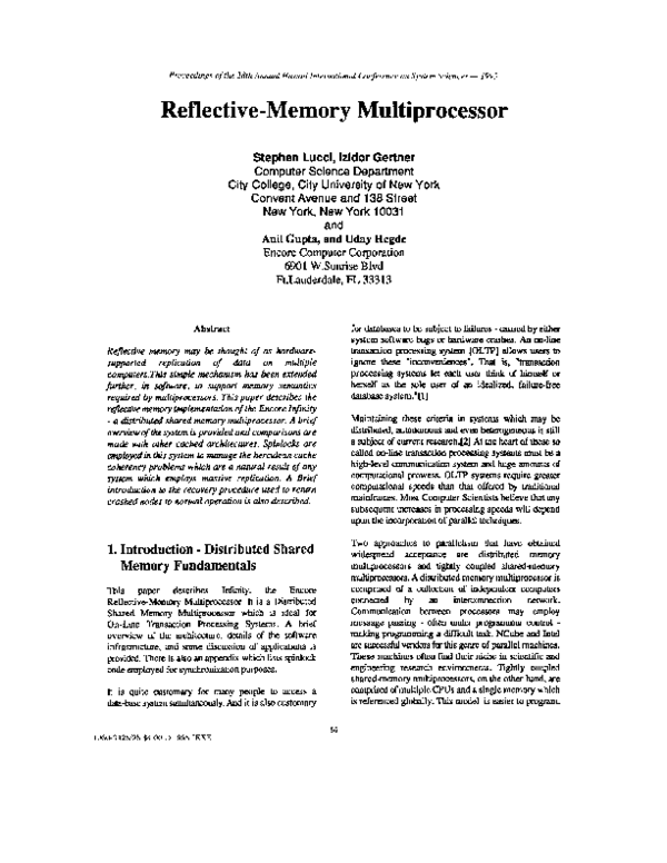 (PDF) Reflective-memory multiprocessor