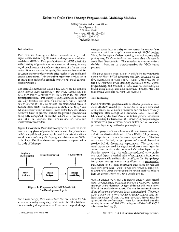 (PDF) Reducing cycle time through programmable multichip modules