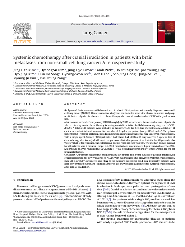 (PDF) Systemic chemotherapy after cranial irradiation in patients with ...