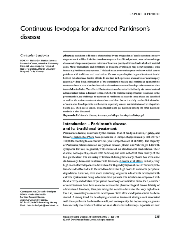 (PDF) Continuous levodopa for advanced Parkinson’s disease